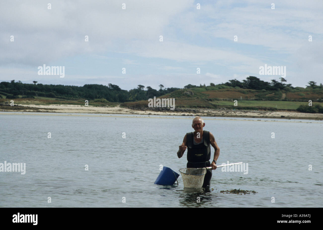 Islander shrimping Bryher Island Scilly Islands Cornwall England UK ...