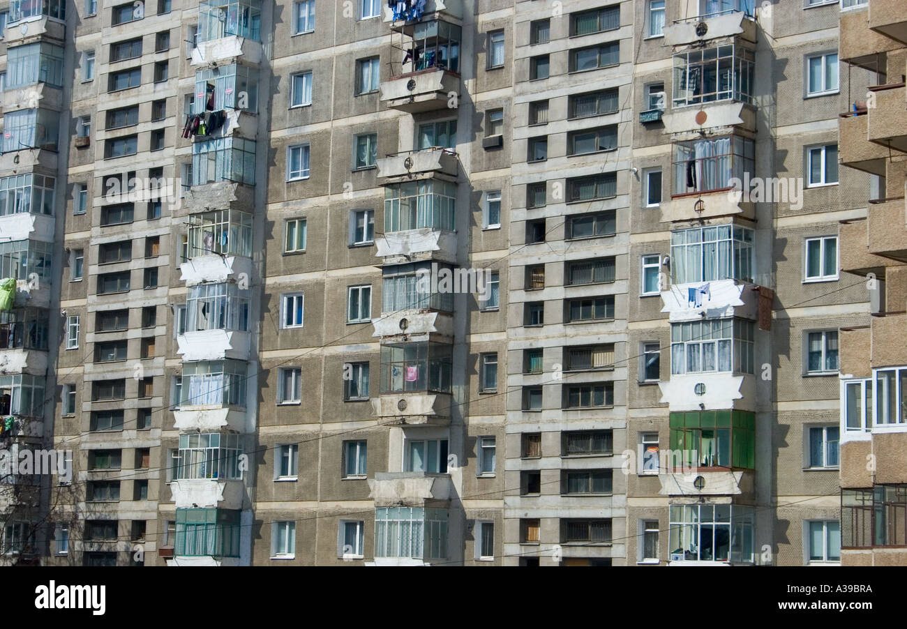 Close up of Communist block apartments in Romania Stock Photo - Alamy
