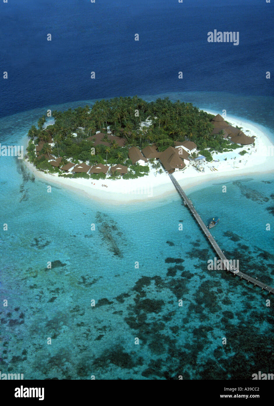Aerial view of Maldive Island Stock Photo - Alamy
