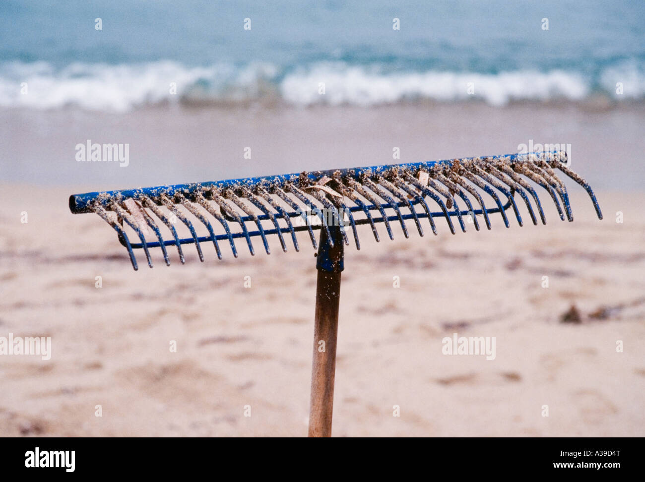 rake, beach, sand, waves, foam, ocean, clean, shells, dirty, old, blue ...