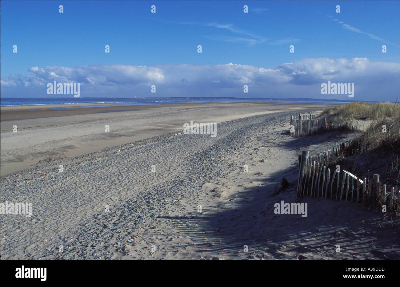 Beach at Talacre Dee estuary with dune protection fencing Talacre North ...