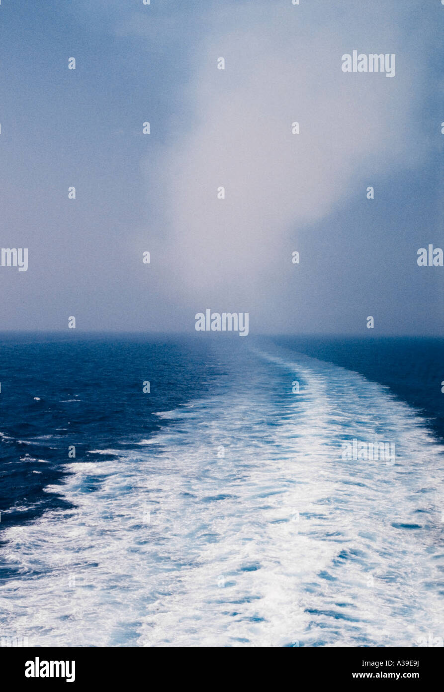 sea, waves, foam, wake, blue, ocean, smoke, sky, nature, travel, ship ...