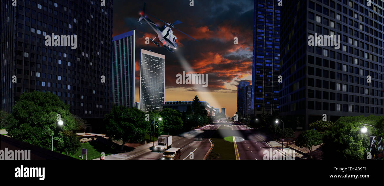 Los Angeles CA California Century City searchlight on sunset dramatic ...