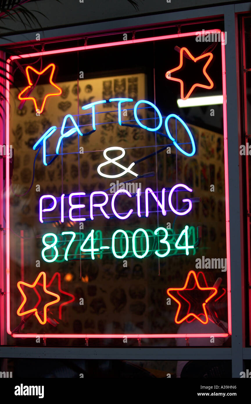 neon tattoo sign Stock Photo - Alamy