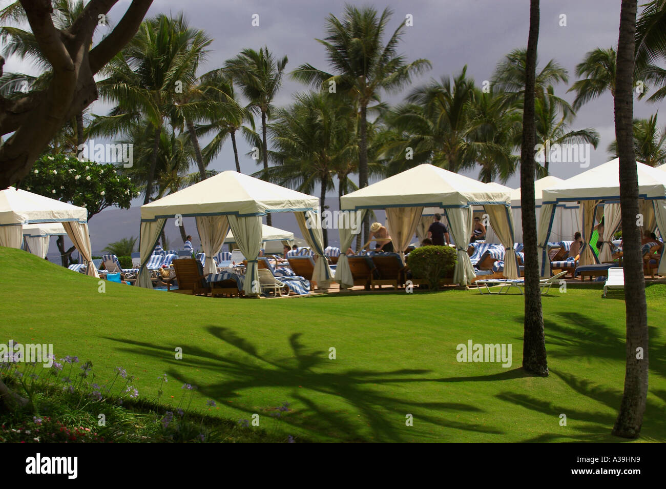 shade tents Maui beach resort Stock Photo - Alamy