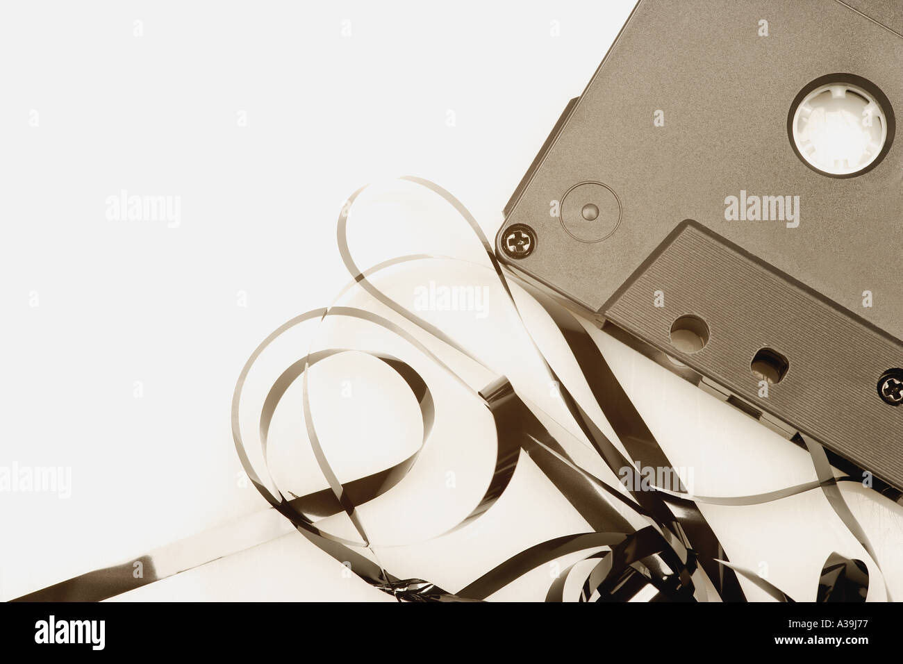 Cassette with tape pulled out Stock Photo - Alamy