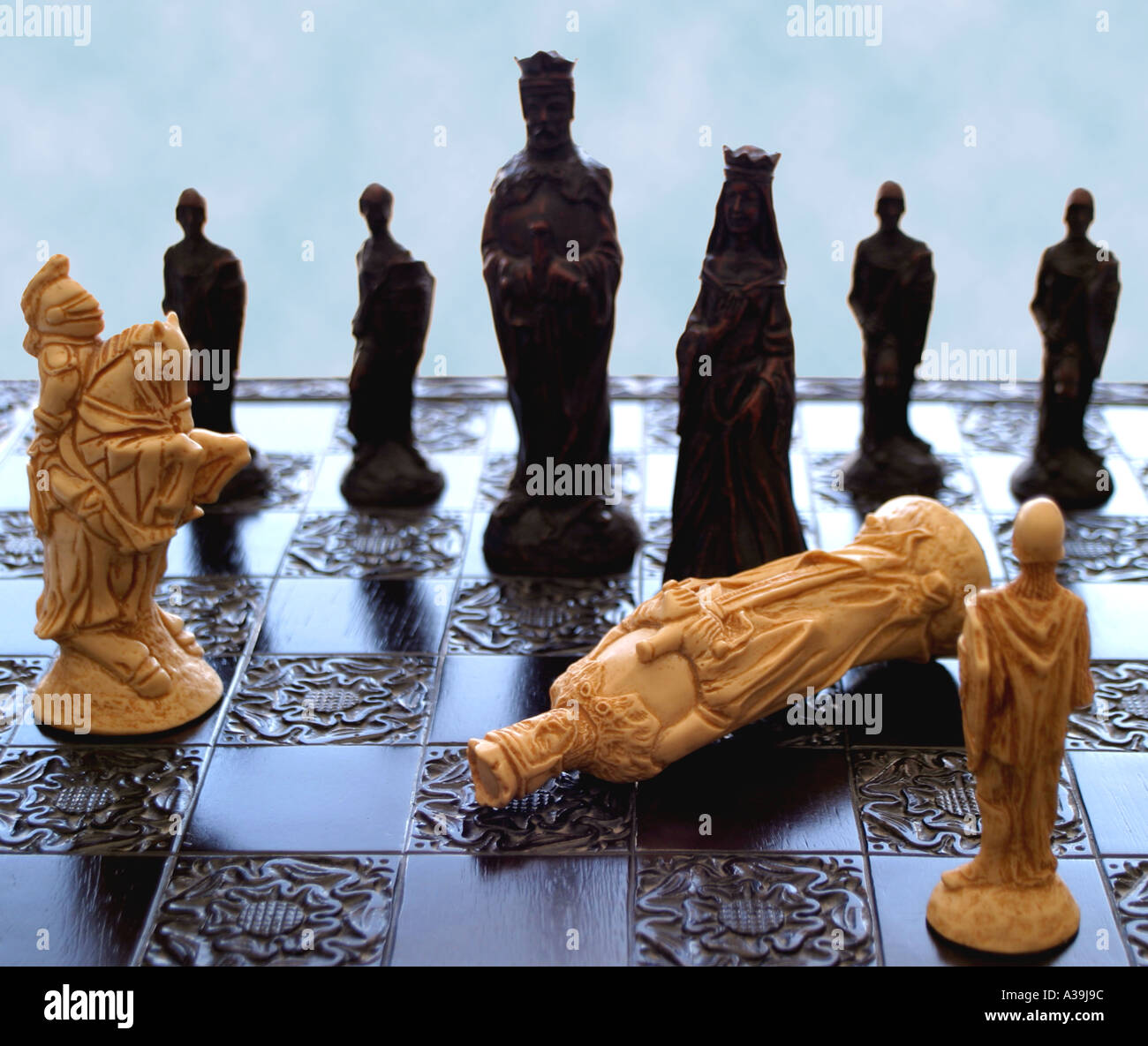 Defeated resigned King in a game of Chess Stock Photo - Alamy