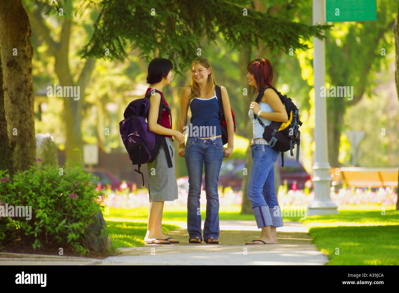 Group of girls talking Stock Photo - Alamy
