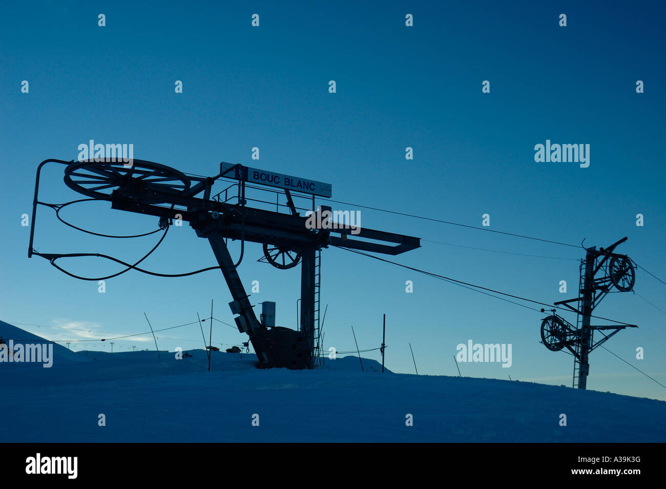 Ski lift at sunset Stock Photo - Alamy
