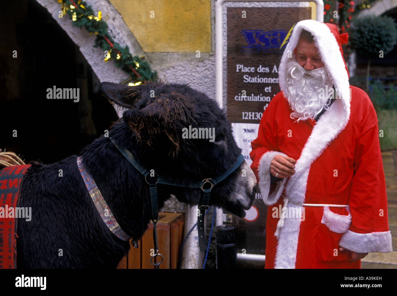Frenchman, French man, dressed as Santa Claus, Santa Claus costume ...
