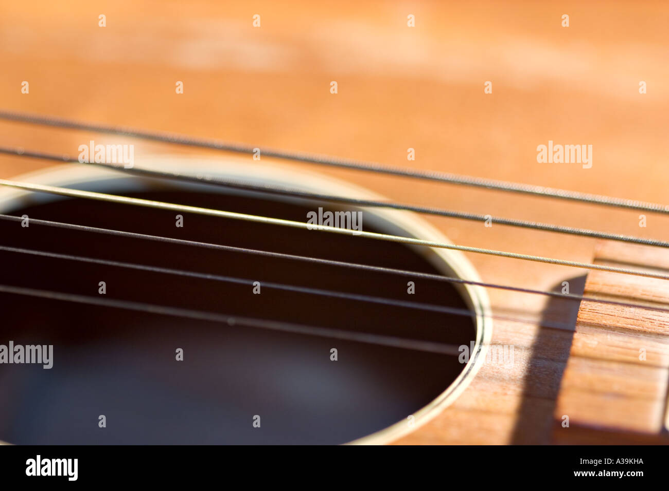 Close up acoustic guitar showing strings Stock Photo - Alamy
