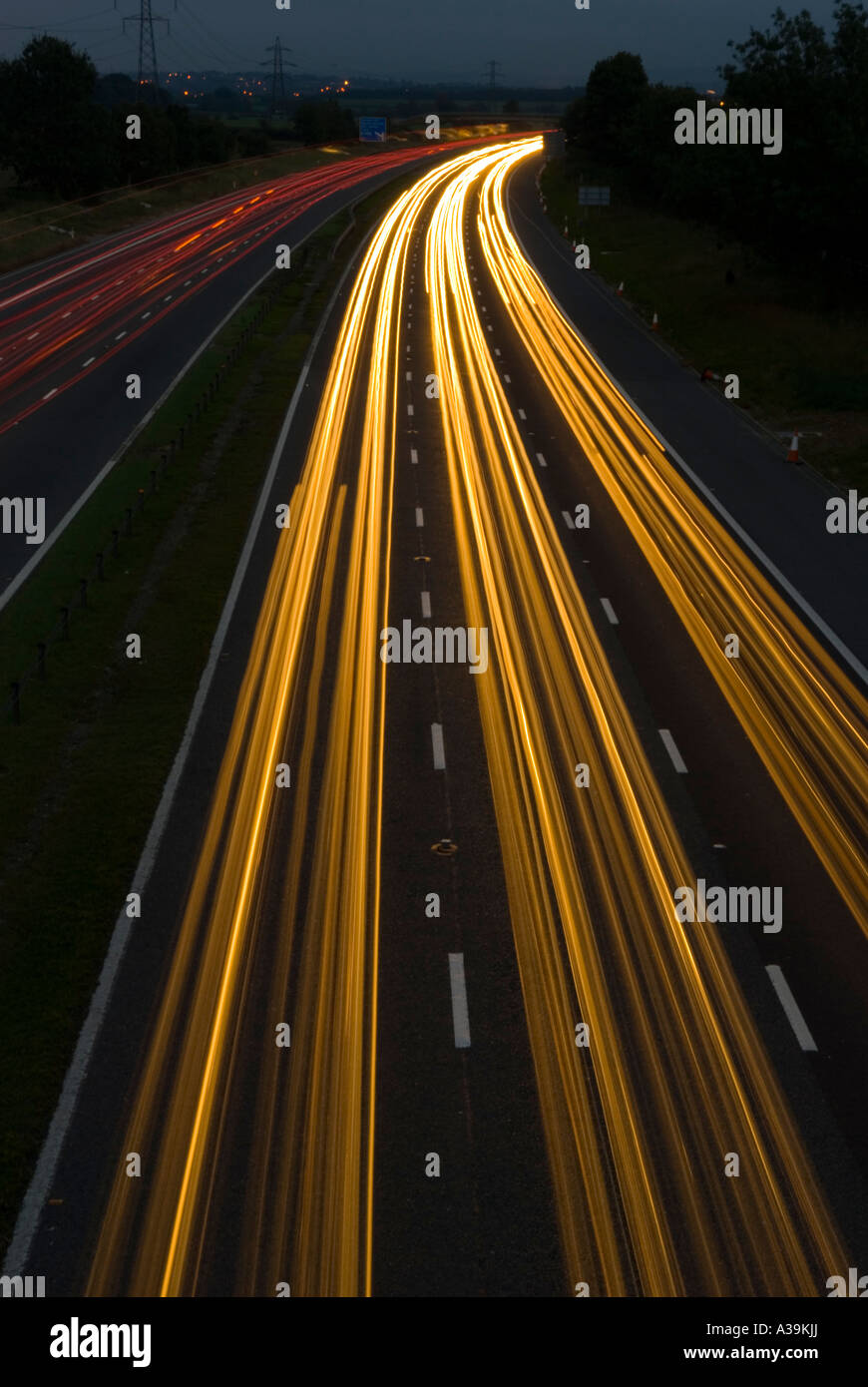 Motorway light trails Stock Photo - Alamy