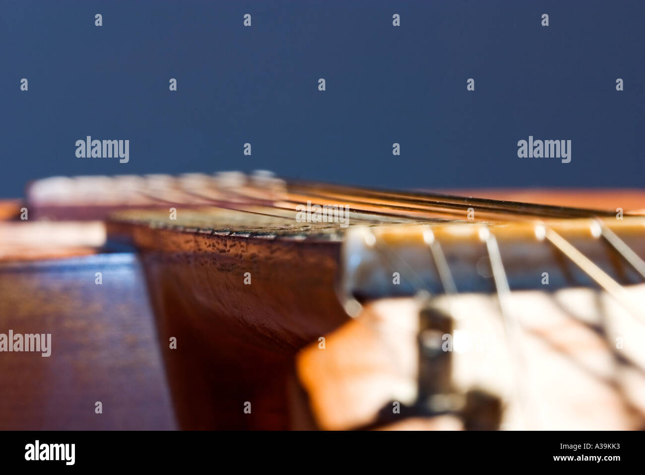 Close up acoustic guitar neck showing strings Stock Photo - Alamy