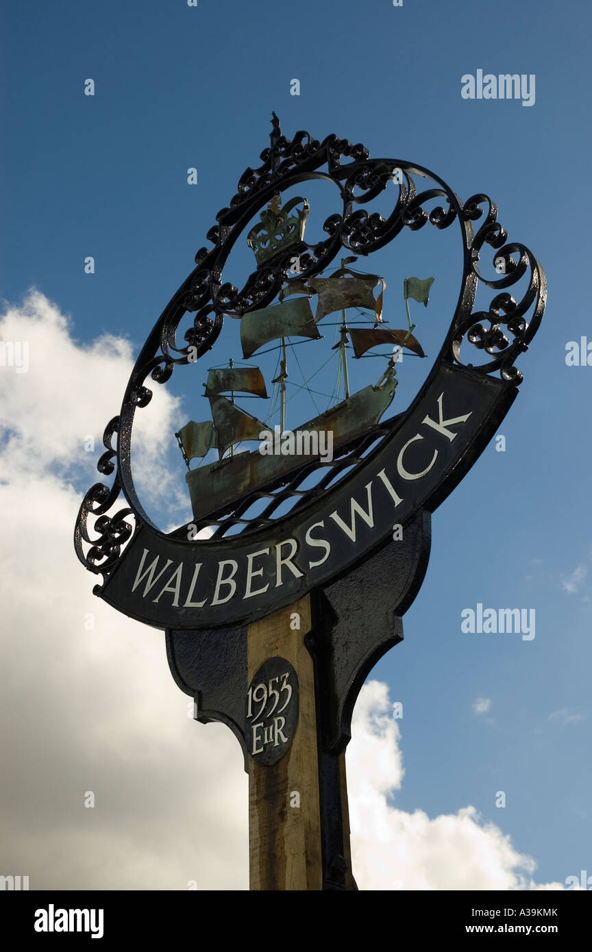 Walberswick Village Sign - Suffolk, England Stock Photo - Alamy