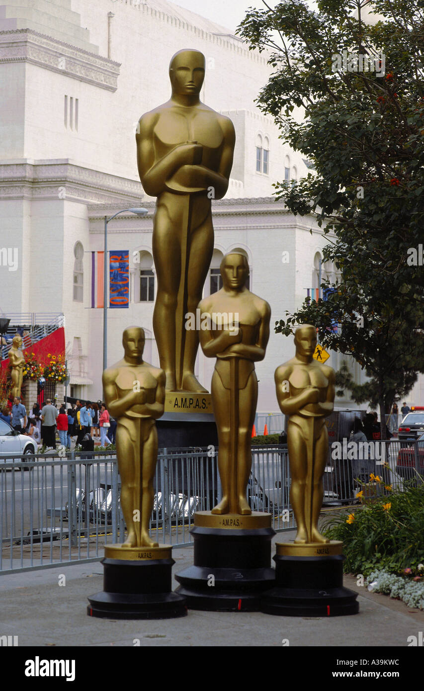 Group of Oscar statues placed together for television cameras awaiting ...
