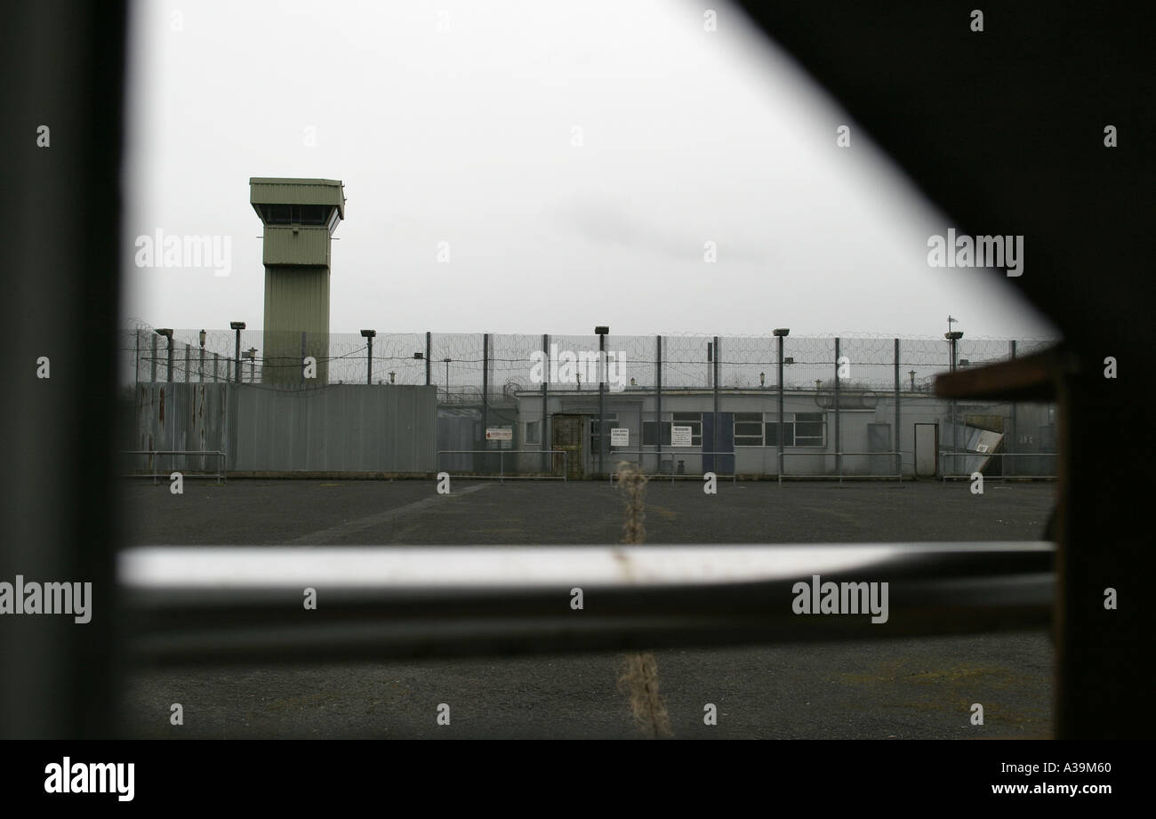Watchtower and internal buildings of the former Maze Prison Long Kesh H ...