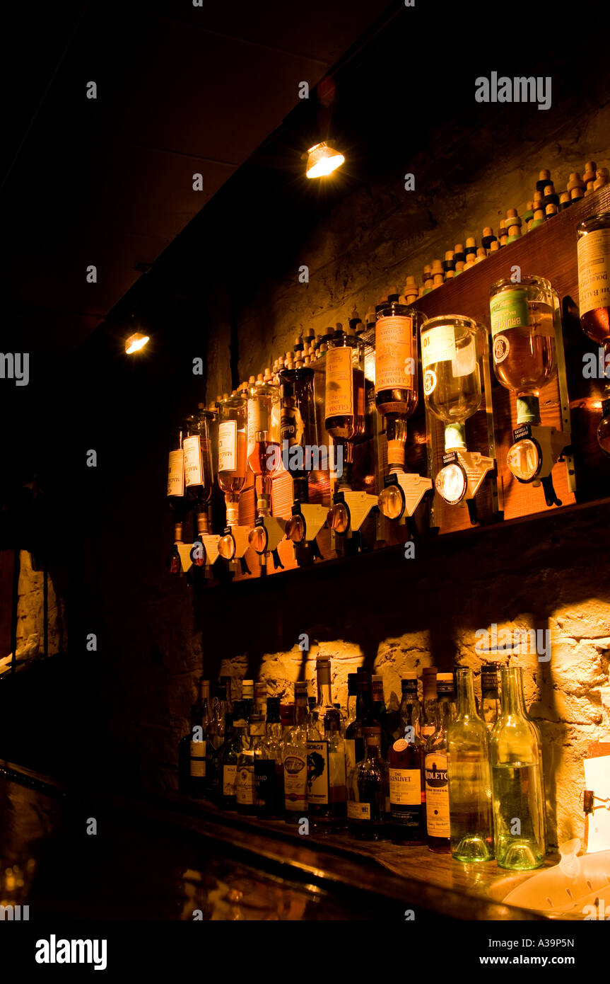Alcoholic bottles in a bar Stock Photo - Alamy
