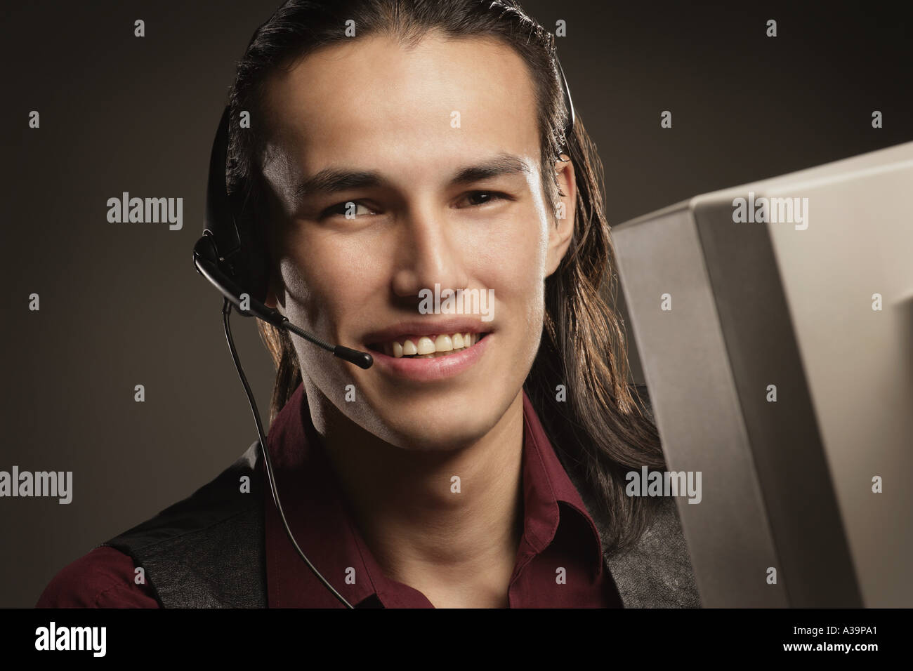 Aboriginal call centre worker Stock Photo - Alamy