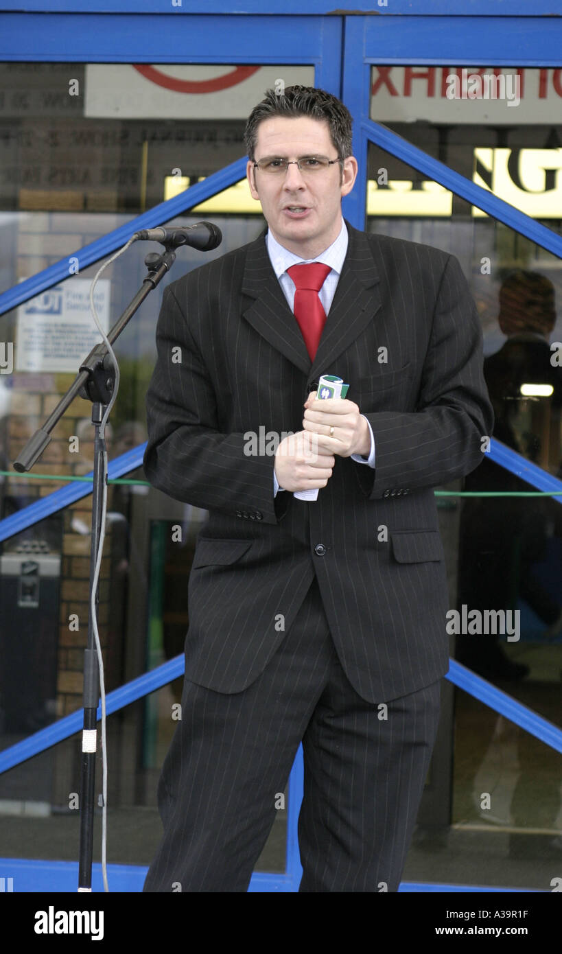 BBC TV correspondent Mark Simpson opens the Christian Resources Exhibition CRE at the Kings Hall ...