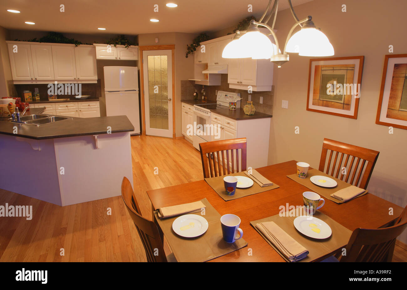 Interior of dining kitchen Stock Photo - Alamy