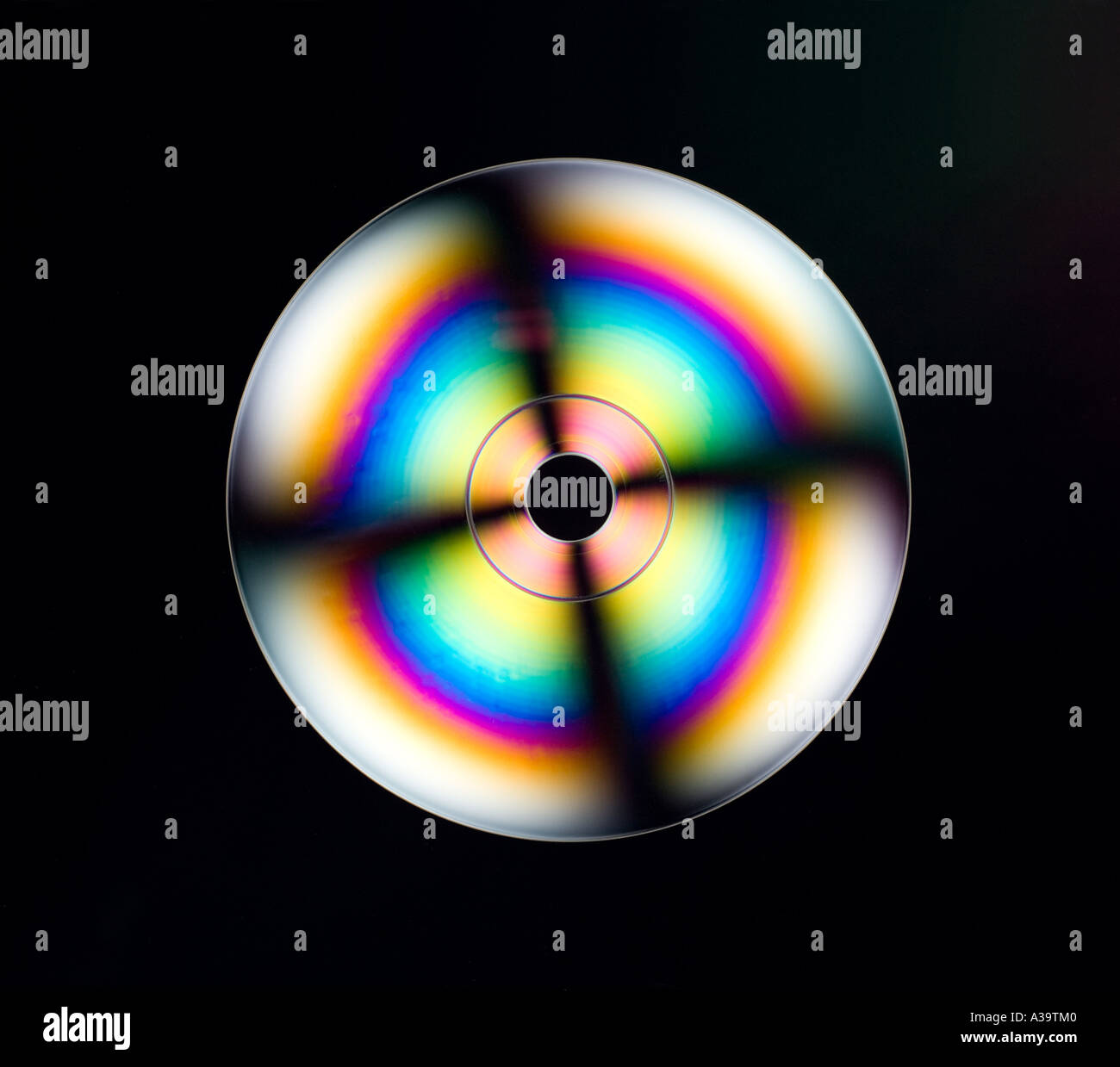 stress patterns in a blank DVD disc with top layer removed to make it ...