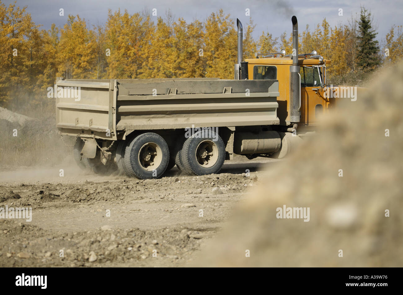 Large truck at construction site Stock Photo - Alamy