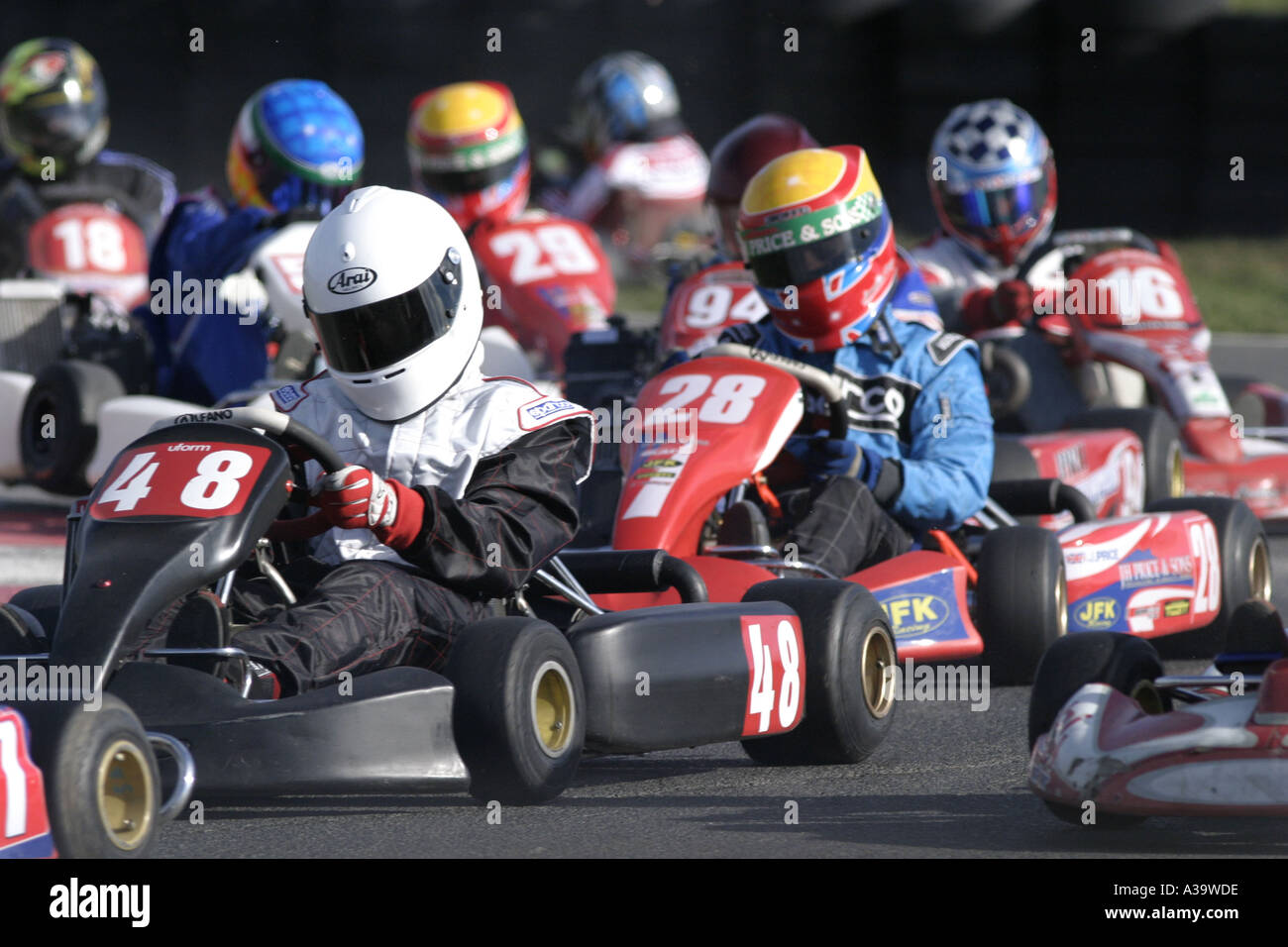 Junior Rotax Max kart field rounds a corner Nutts Corner motorsport ...