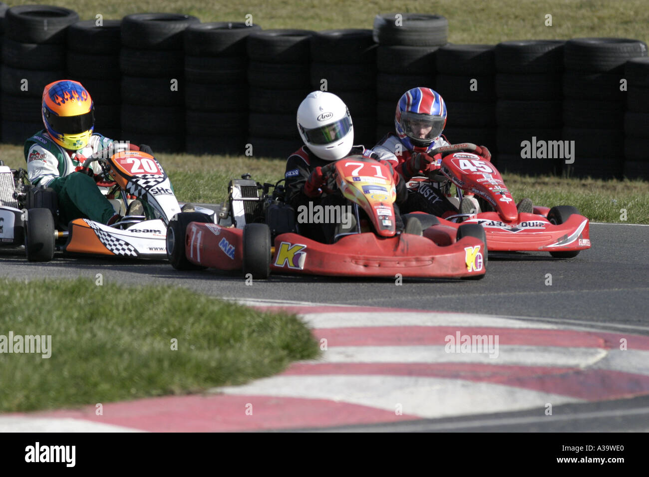 Junior Max kart drivers approach the first corner Nutts Corner ...