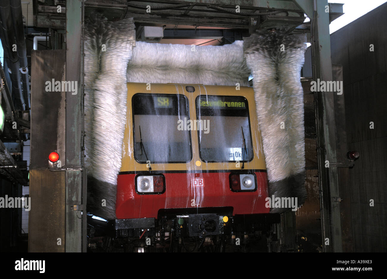 Berlin S Bahn train going through the washing facilities Stock Photo ...