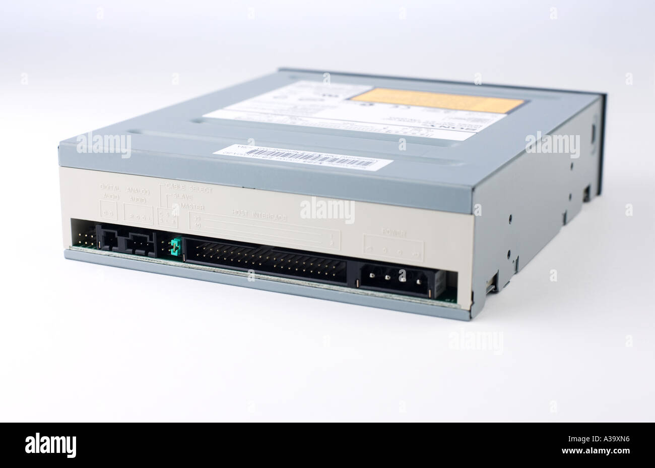 rear view of a DVD recorder drive for a computer showing connections ...