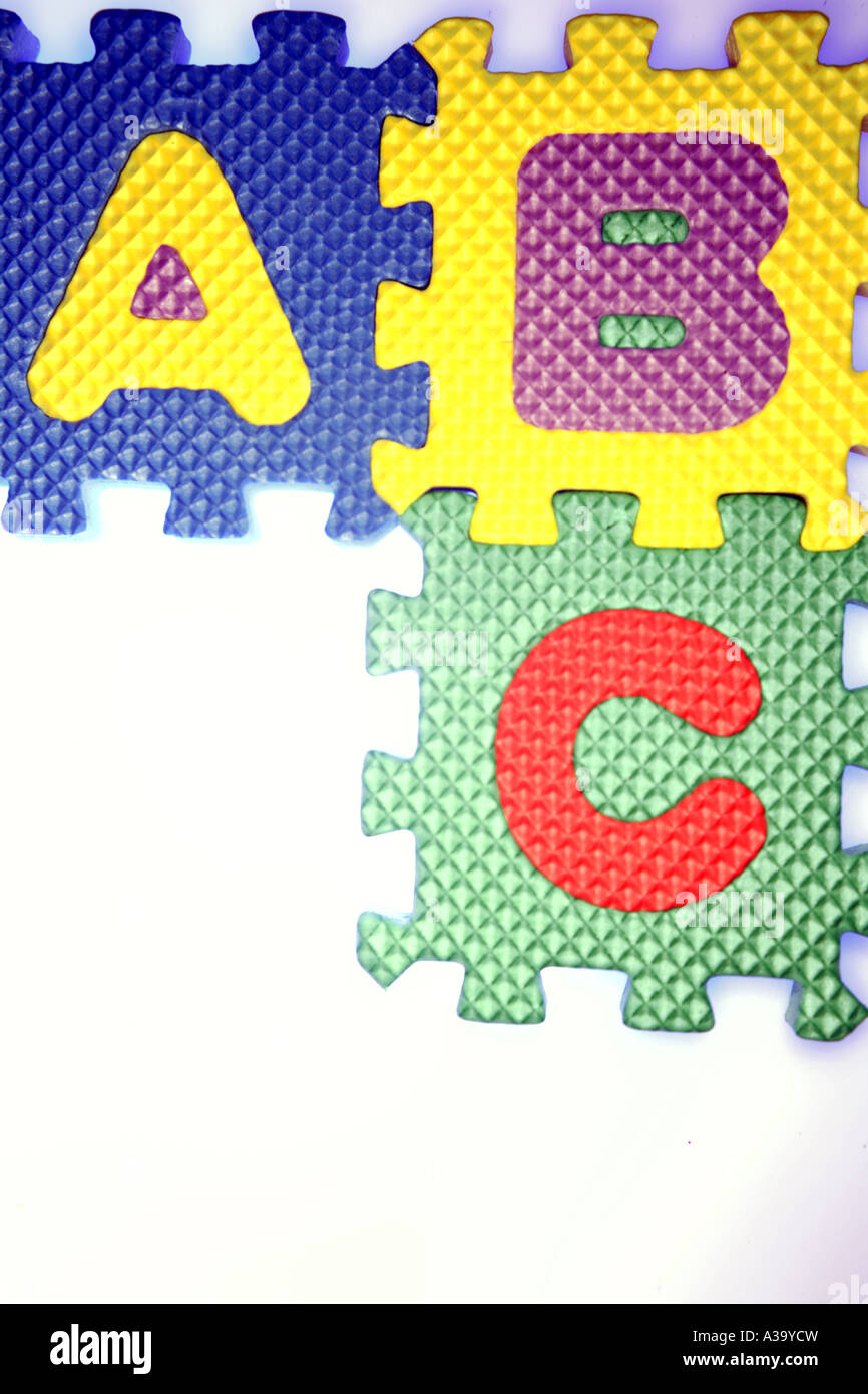 ABC puzzle pieces connected Stock Photo - Alamy