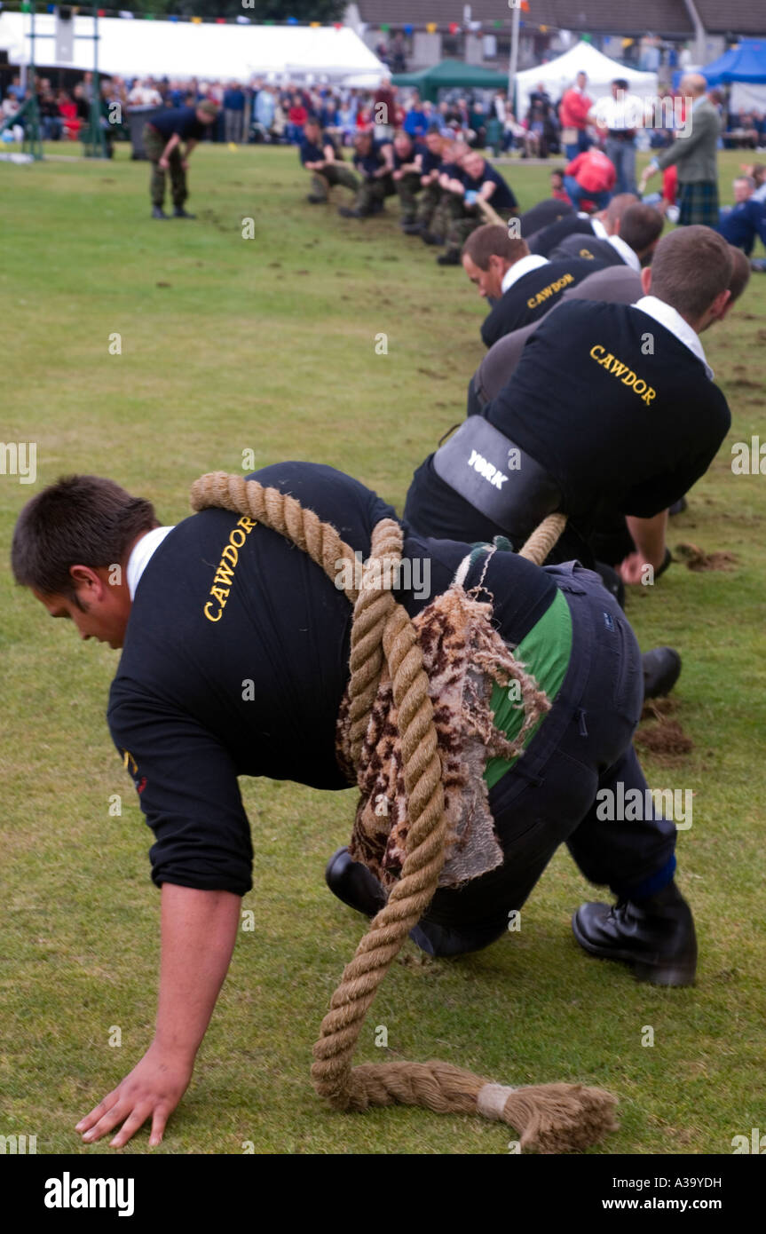 Cawdor team in the tug of war pulling against an army team, Highland ...