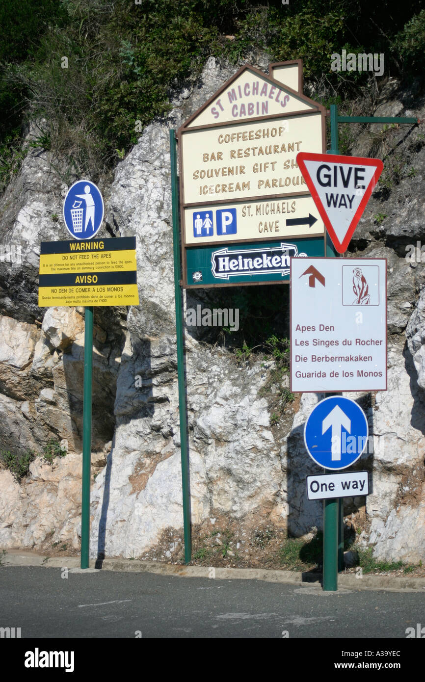 collection of signposts gibraltar 2005 Stock Photo - Alamy
