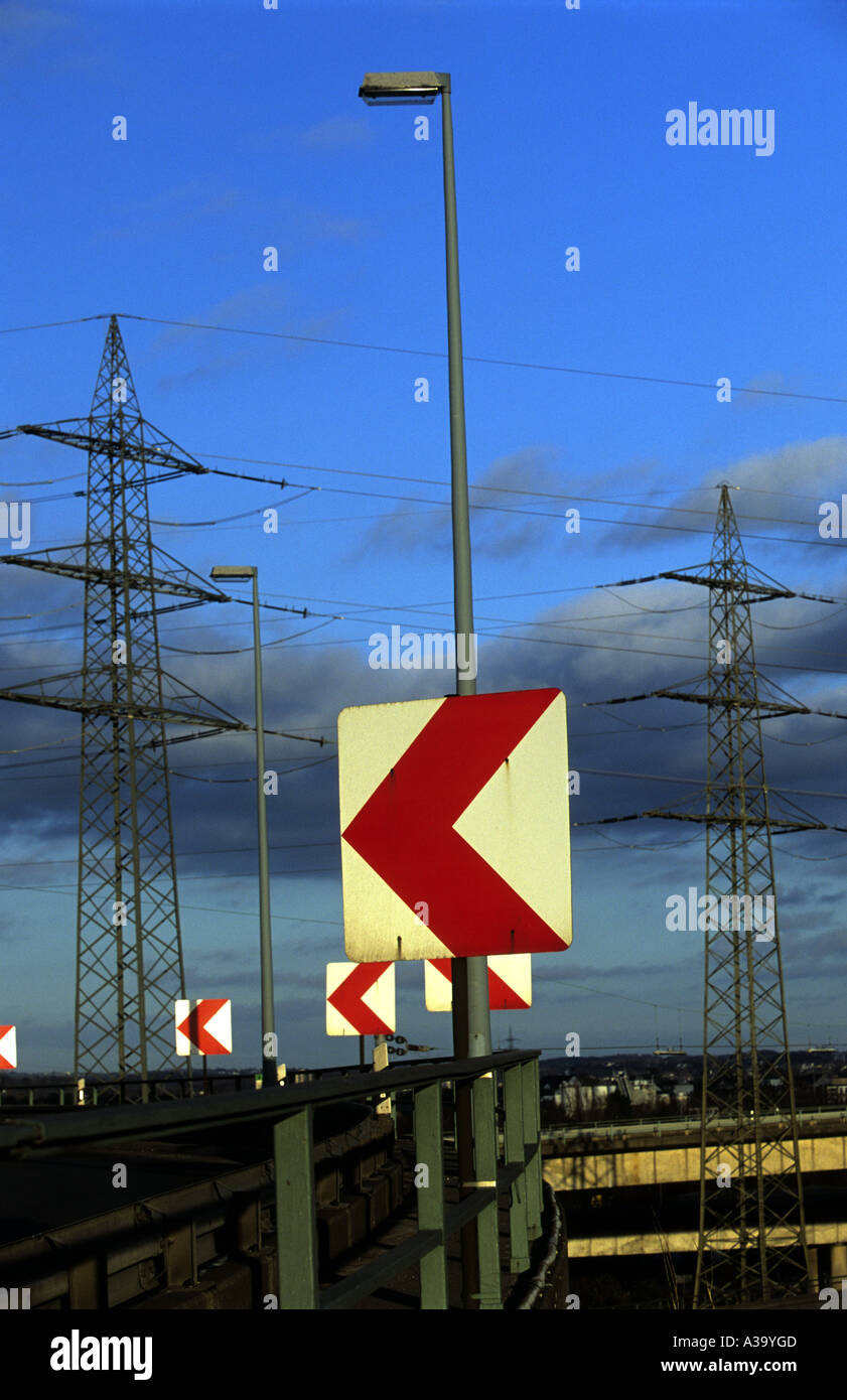 Road signs on a motorway, Leverkusen Germany Stock Photo - Alamy