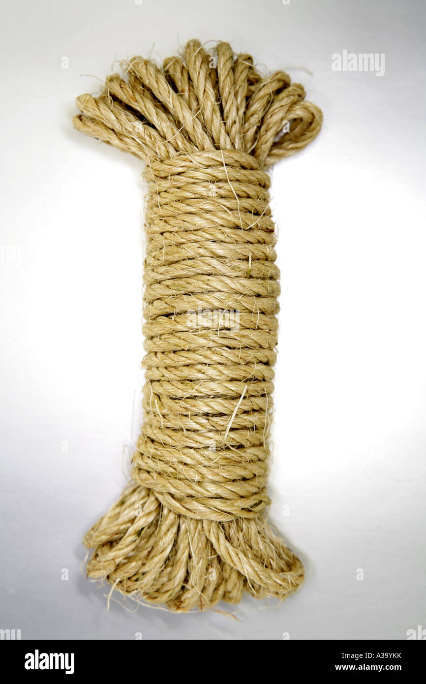 Rope on white background Stock Photo - Alamy