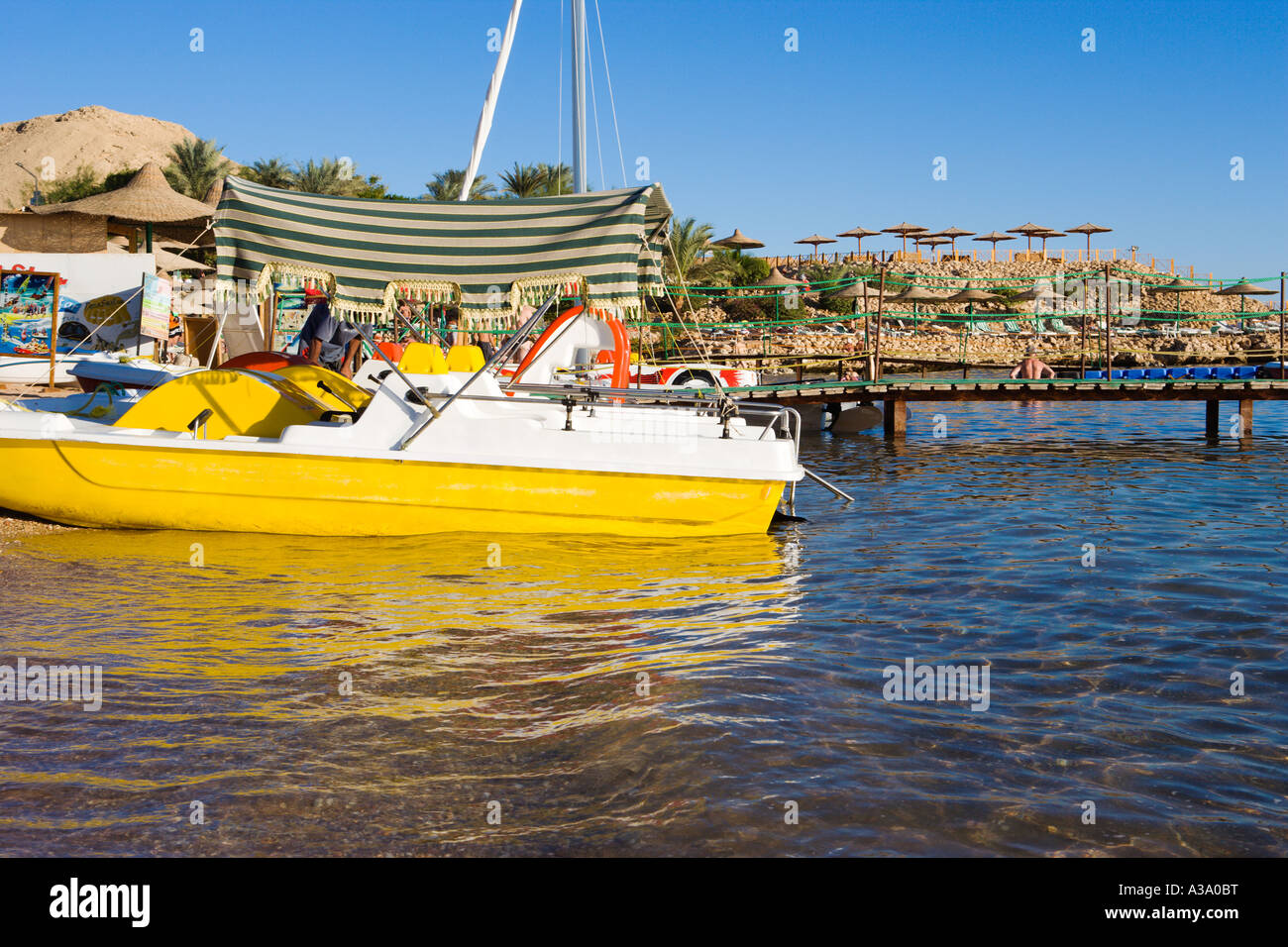 Pedalo and Jetty at Naama Bay, El Sheikh, Egypt Stock Photo - Alamy