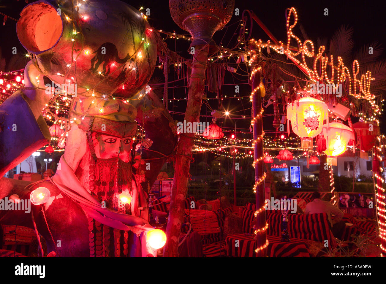 Lights of restaurant in Sharm El Sheikh; Egypt Stock Photo - Alamy