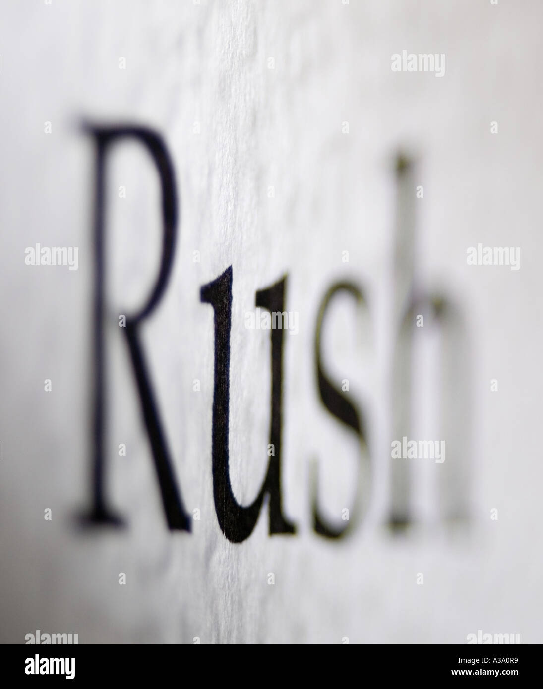 the word rush printed on to texture paper Stock Photo - Alamy