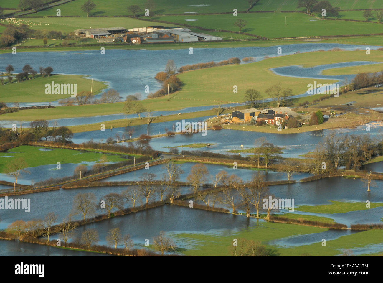 Flooded farmland under the Breidden Hills Montgomeryshire UK Stock ...