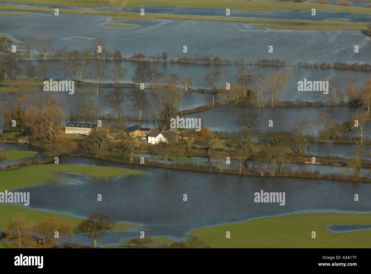 Flooded farmland under the Breidden Hills Montgomeryshire UK Stock ...