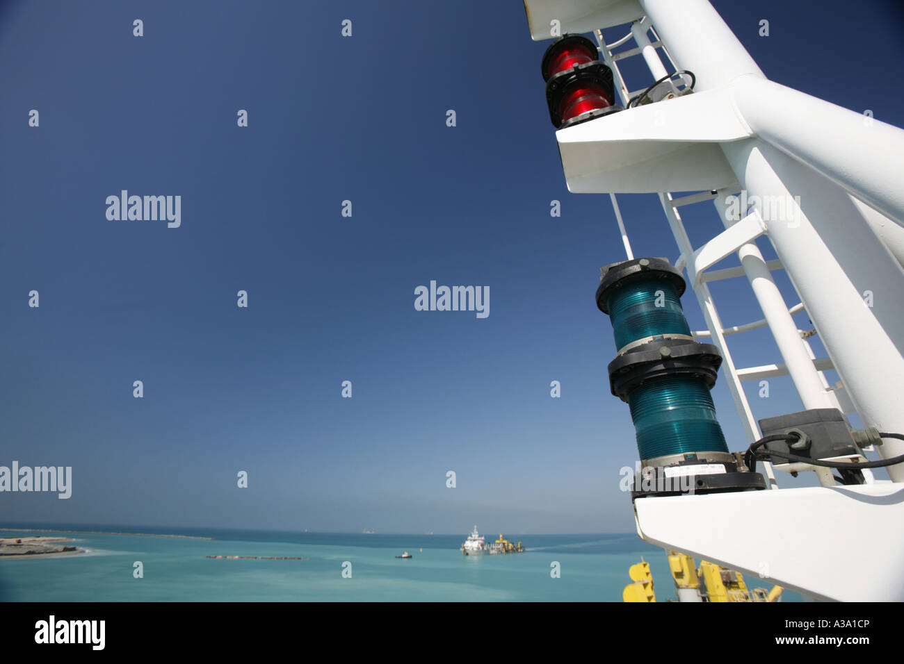 Marine signal lights of a Trailing Suction Hopper Dredger at work for ...
