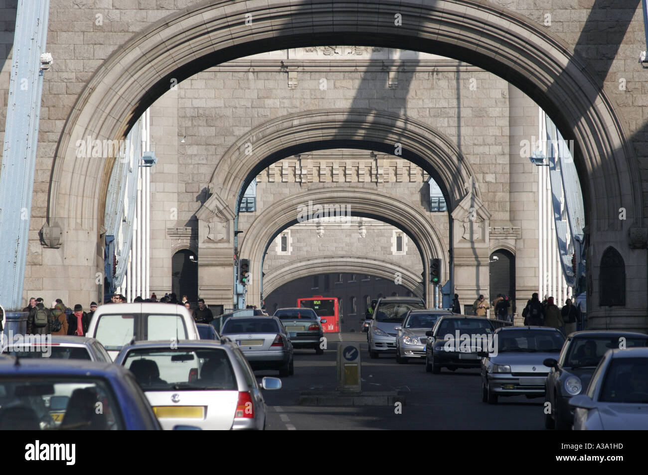 Car traffic on Tower Bridge in London UK Stock Photo - Alamy