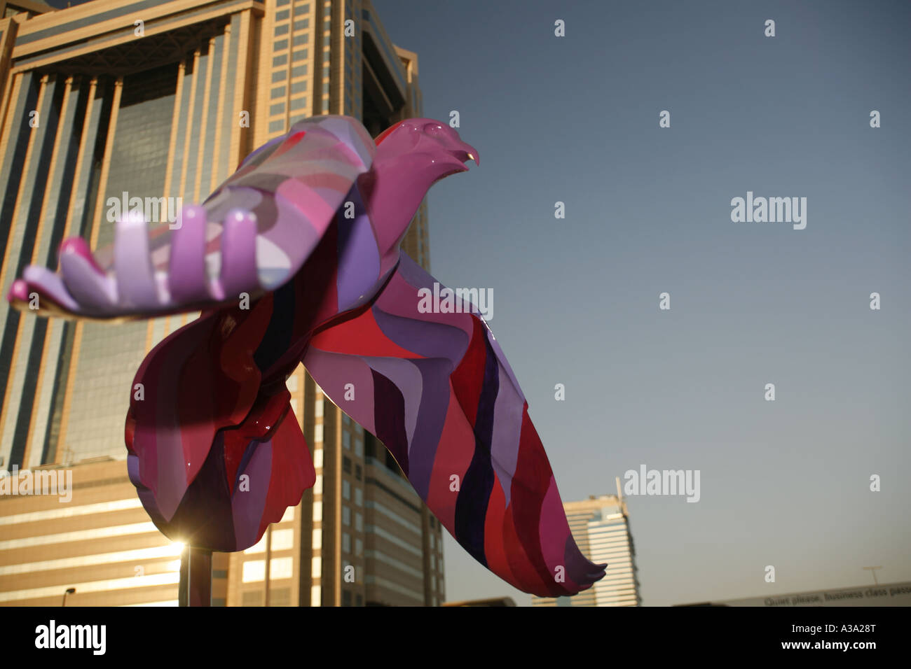 Painted falcon along Sheikh Zayed Road in Dubai Stock Photo - Alamy