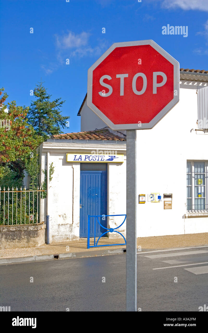 Stop sign and Post Office - Bordeaux, France Stock Photo - Alamy