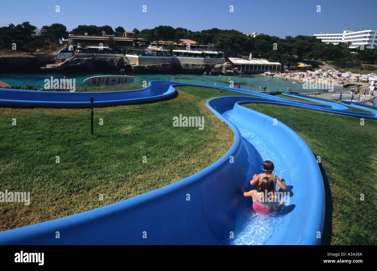 Water slide - Ciutadella, Menorca, SPAIN Stock Photo - Alamy