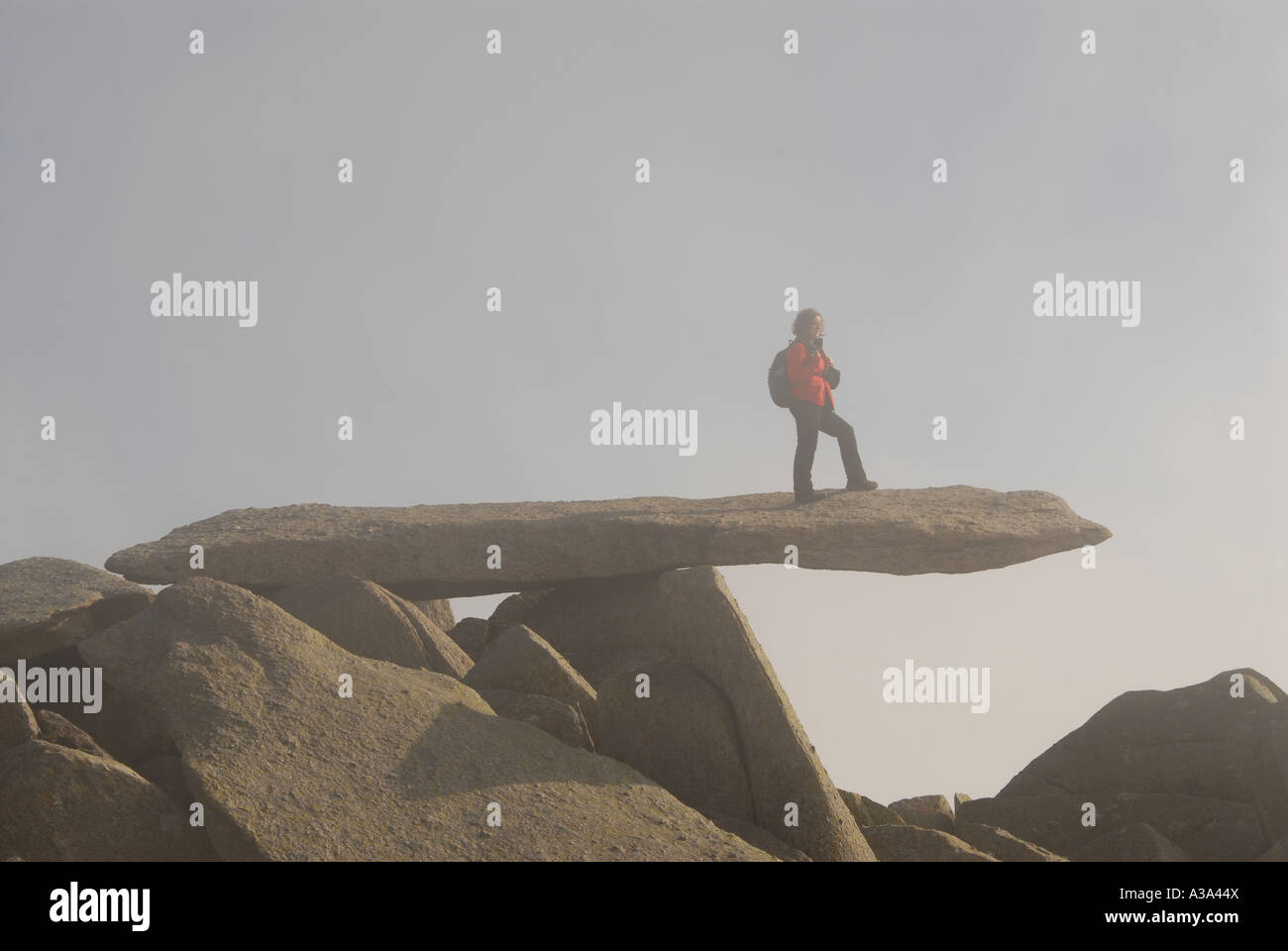 Walker on the Cantilever Y Glyderau The Glyders Snowdonia North West ...