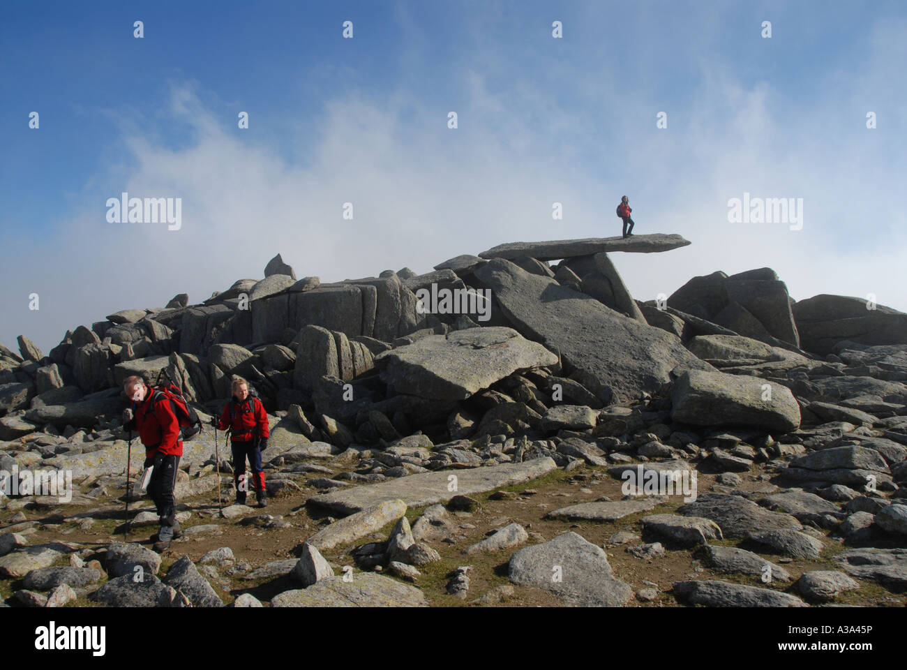 Walker on the Cantilever Y Glyderau The Glyders Snowdonia North West ...