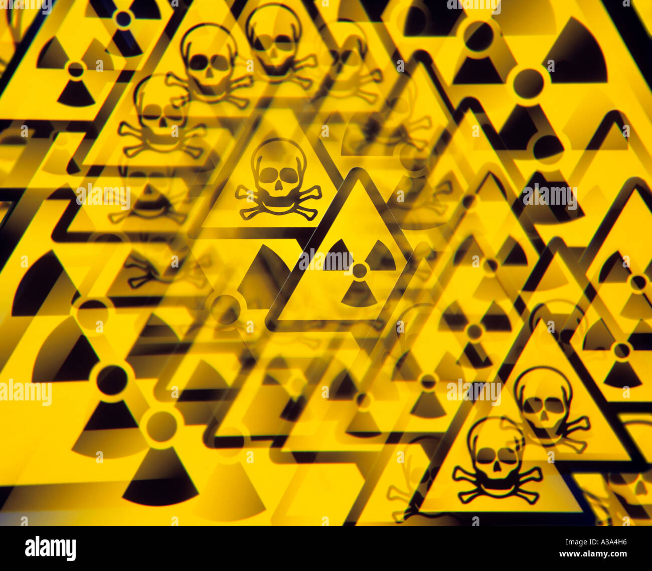 Photograph of hazard warning symbols, including a "skull and cross ...