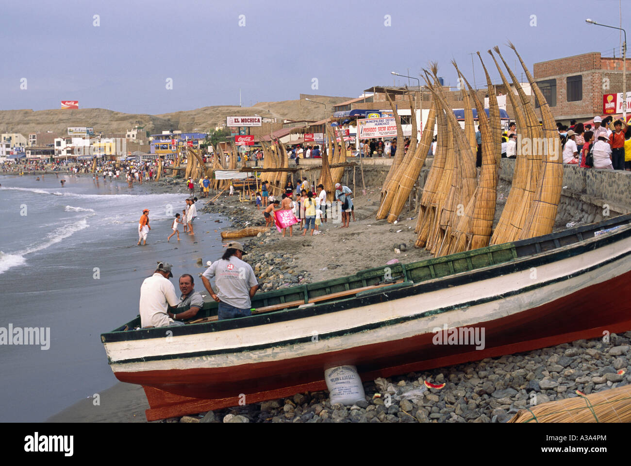 Huanchaco Beach - Huanchaco, La Libertad, PERU Stock Photo - Alamy