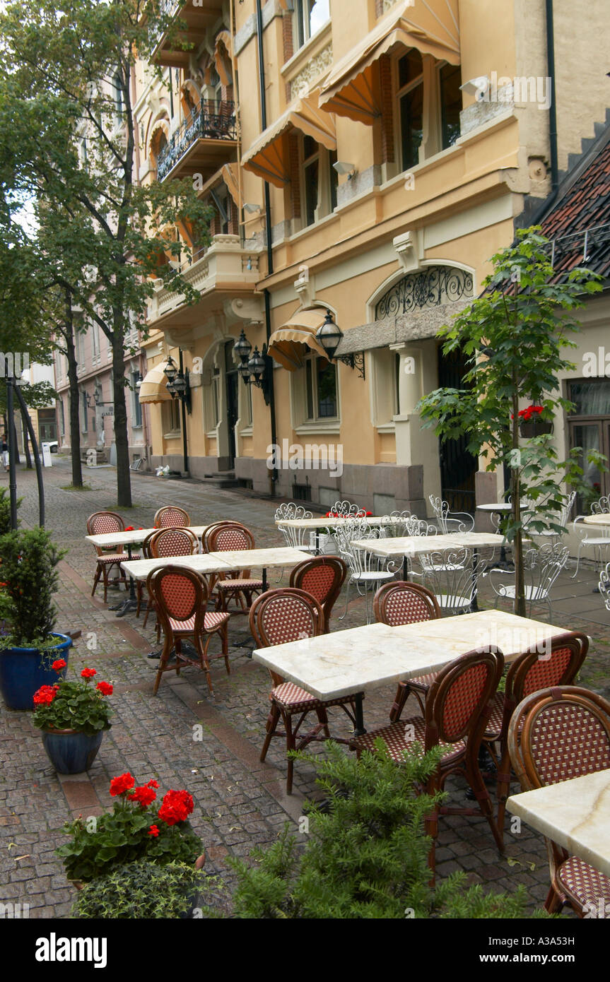 Empty street cafe in old town of Oslo the capital of Norway in some ...